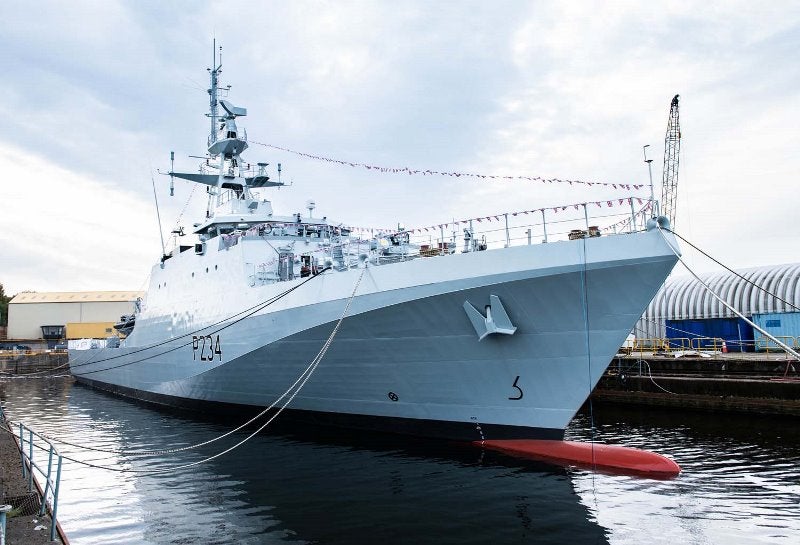 UK Royal Navy Christens Fifth Batch 2 River class Offshore Patrol Vessel UK Royal Navy Christens Fifth Batch 2 River class Offshore Patrol Vessel