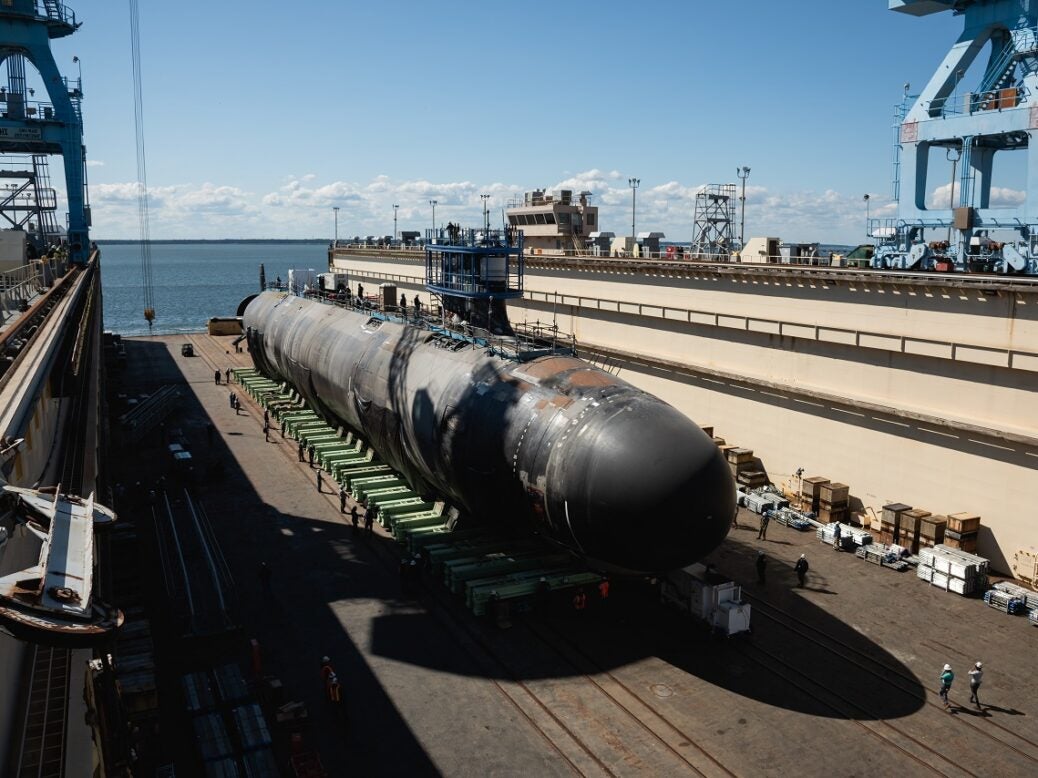 HII moves Virginia-class submarine Montana to floating dry dock