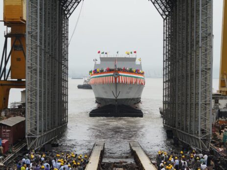 MDL launches Indian Navy’s fifth P17A Nilgiri-class frigate Taragiri