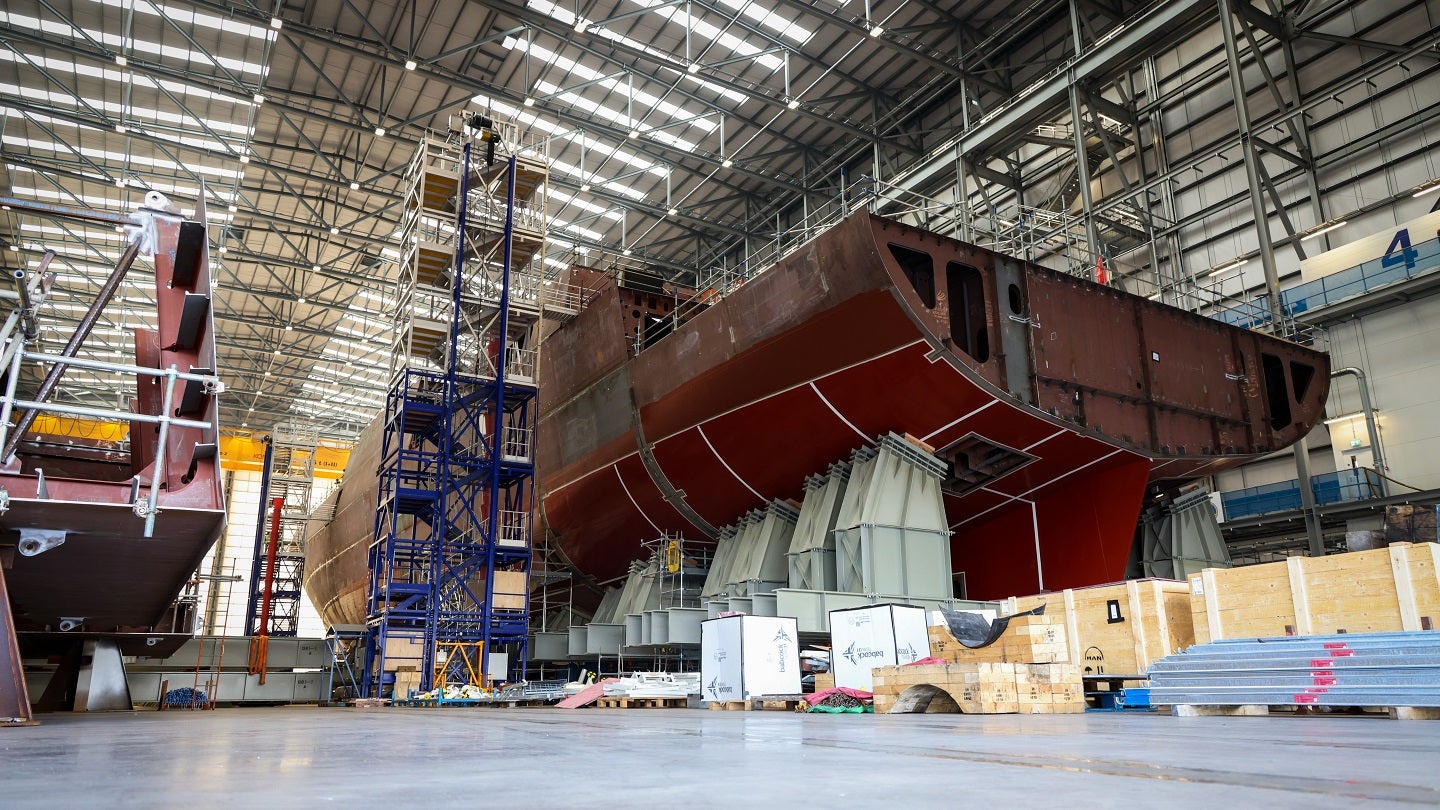 Second Type 31 frigate has first diesel engine lifted into place ...
